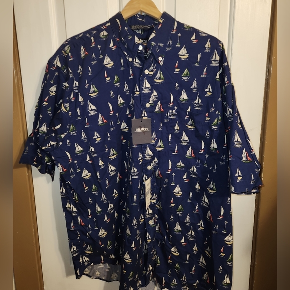 Nautica | Shirts | Vintage Nautica Shirt Mens Blue Sailboats Button ...